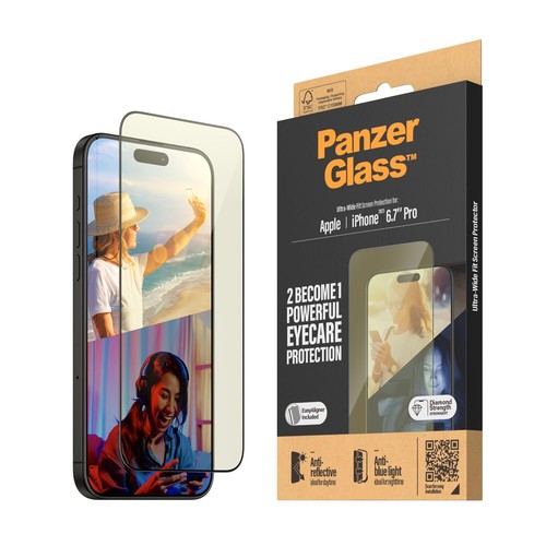 PanzerGlass - Eyecare Screen Protector iPhone 15 Pro Max - Ultra-Wide ...