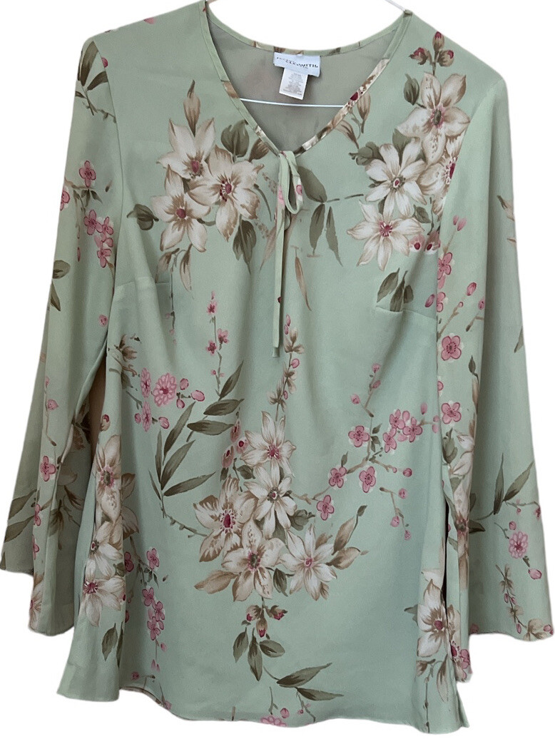 Women's Jaclyn Smith Classic Lined Green Floral Long … - Gem