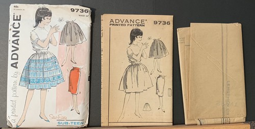 Vintage Advance Sew Easy Sub-Teen Skirt Pattern #9736 Factory Folded ...
