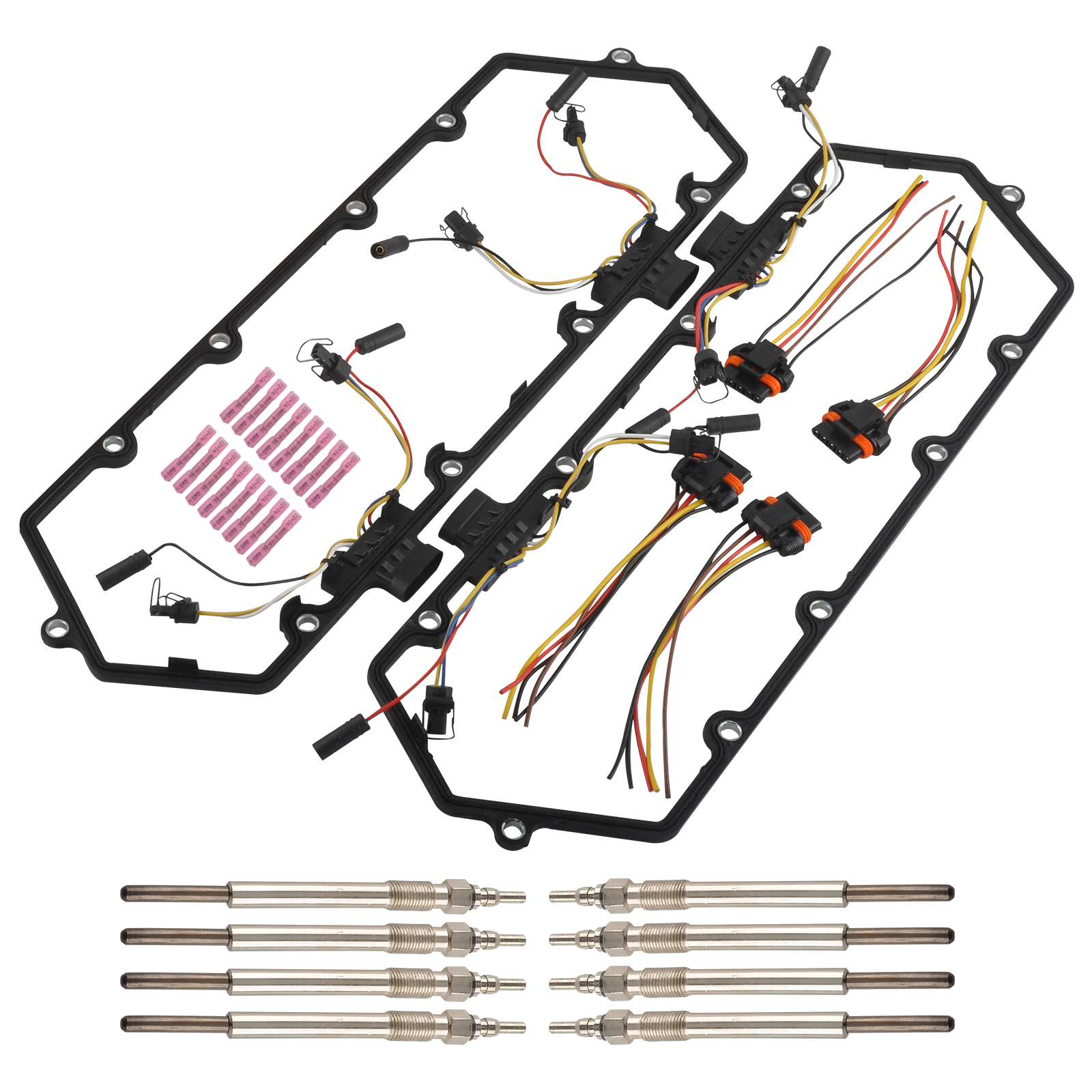 For 7.3L 94-97 Ford Powerstroke Diesel Glow Plugs Gasket & 8 Glow Plugs ...