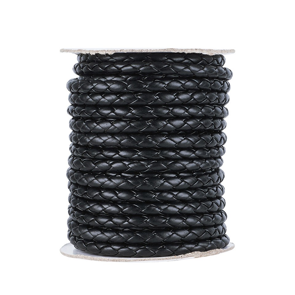 10Yards Black Braided Leather Beading Cord Rope Necklace Chain PU ...