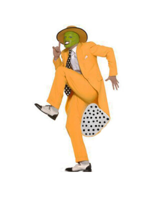 The Mask Jim Carrey Fancy Dress Deluxe 90s Gangster Zoot Suit Costume ...