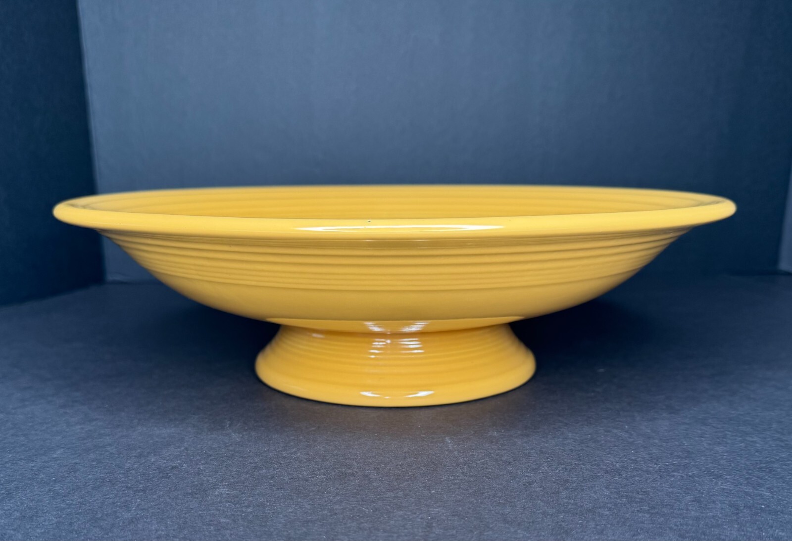 VTG Fiestaware "Fiesta Yellow Older" Large Round Footed Compote Bowl ...