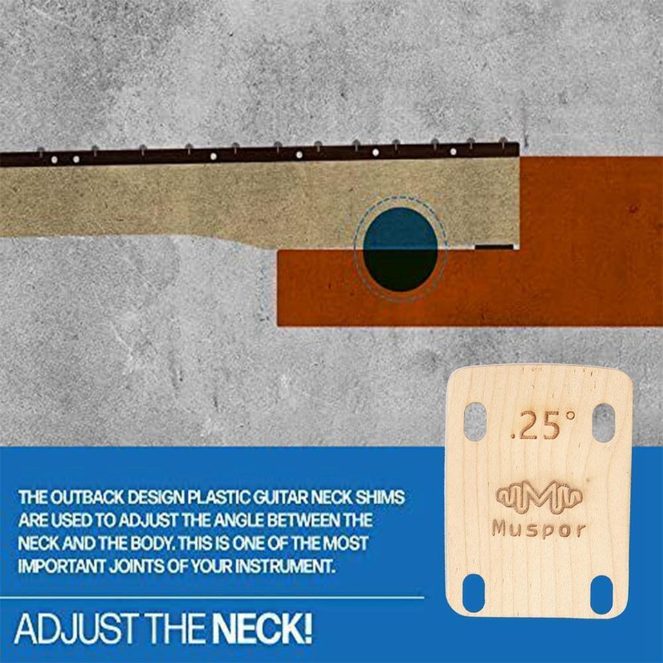 3pcs Electric Guitar Neck Shims Maple Plate.25/.5/1 Replacement- Degree ...