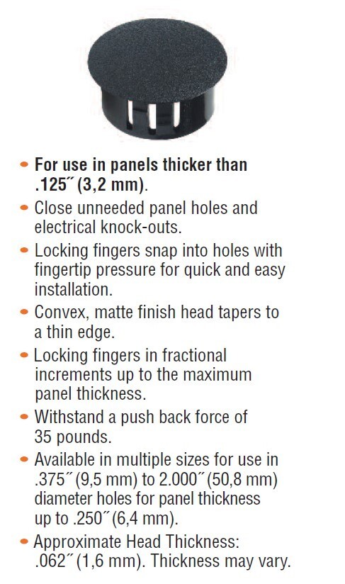 QTY1 HEYCO 3" DOME PLUG 2455 DP3.0 BLACK HOLE CAP UP TO 1/4 PANEL BOAT ...