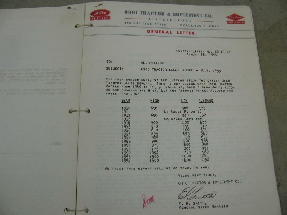 1955 Ohio Tractor & Implement Co Letters to Ford Tractor Dealers | eBay