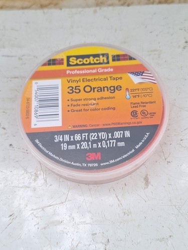 Scotch 3m 35 Orange Electrical Tape Vinyl Color Coding isolation 3/4 ...