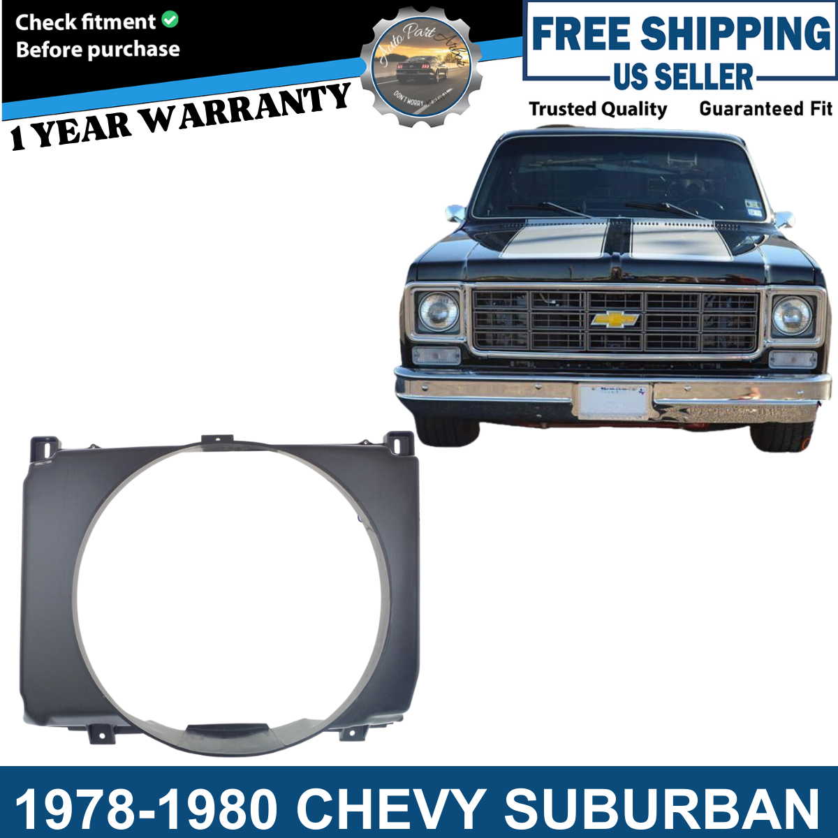 Fan Shroud For 1978-1980 Chevrolet C10 GAS Engine 1-Piece Design ...