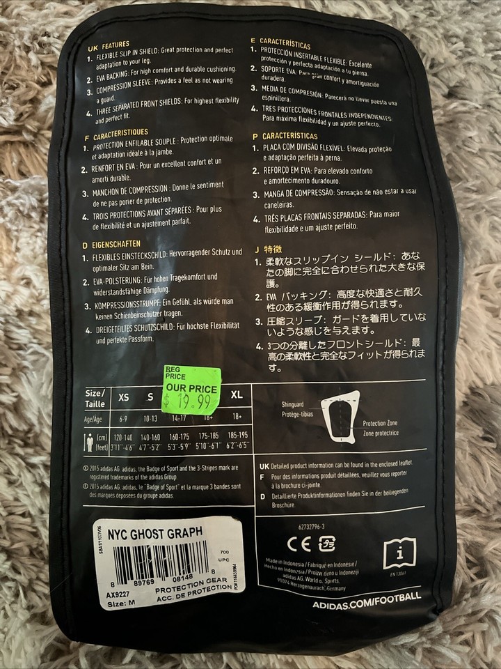 Adidas NYC Ghost Graph Soccer Shin Guards Junior Size Medium | eBay