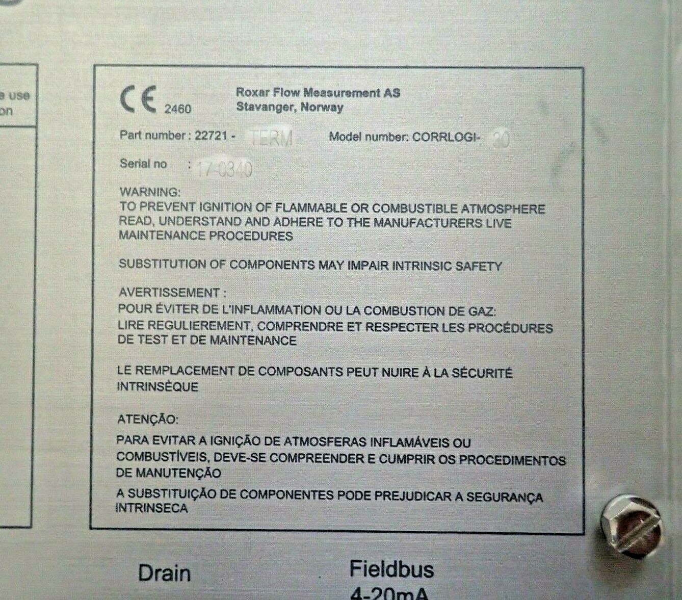 EMERSON 22721 ROXAR CORRLOG CORRLOGI-30 22721-TERM CORROSION MONITOR ...