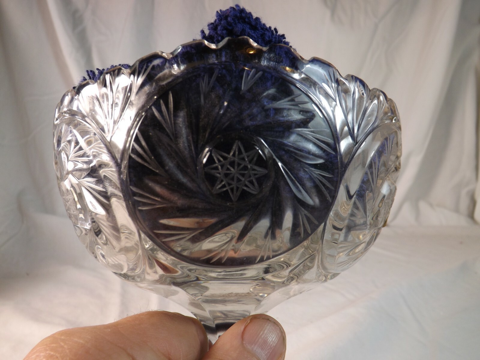 Vintage Avitra Hand Cut Crystal Pinwheel w/ Star Scalloped Rim 6" Bowl ...