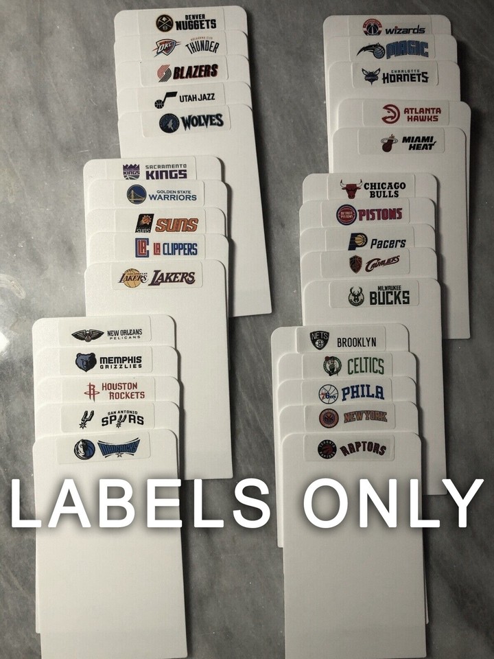 30 Customized NBA Logo Team Labels For BCW Sports Card Tall Dividers ...