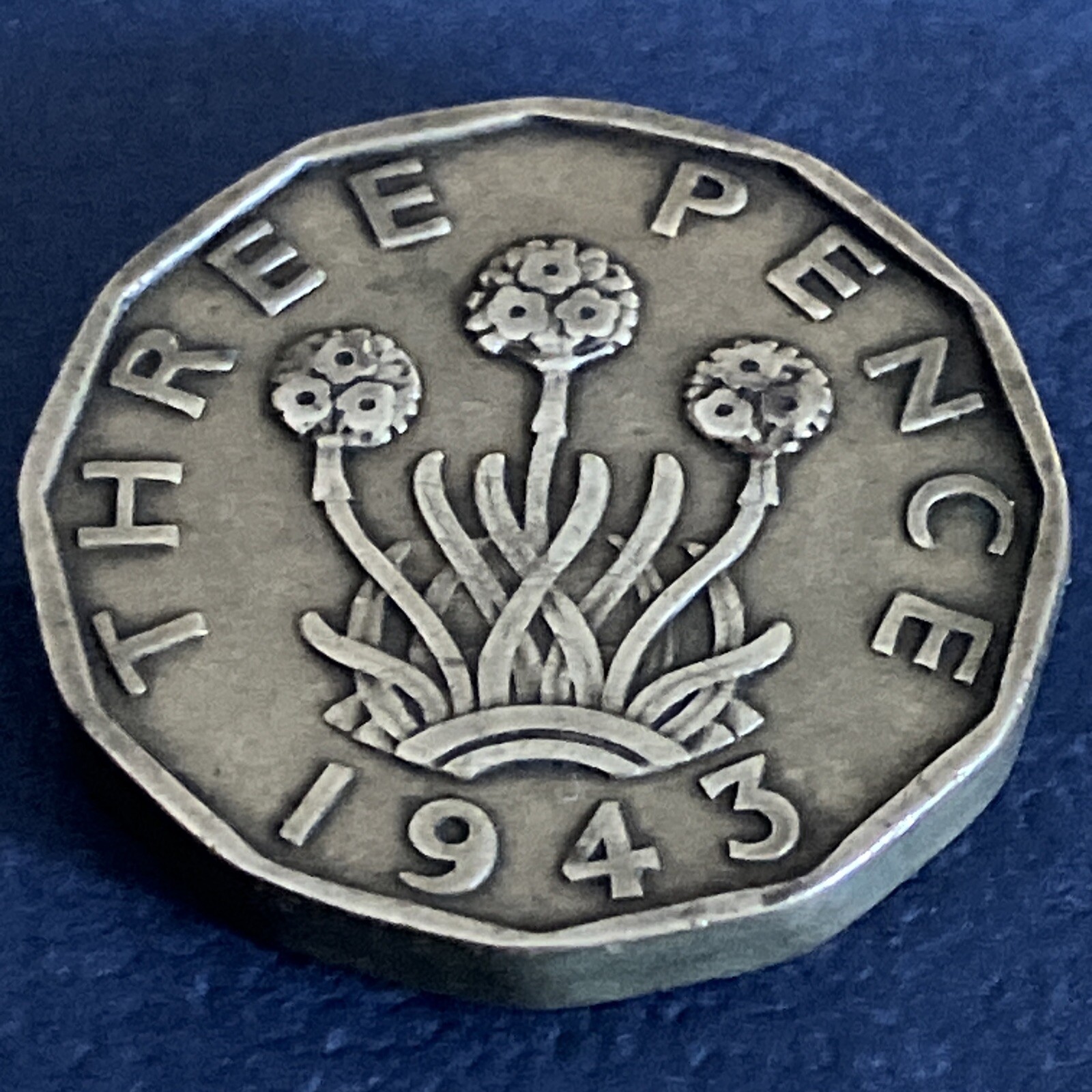 Quite Rare World War Two 1943 George VI Brass Threepence Threepenny Bit ...