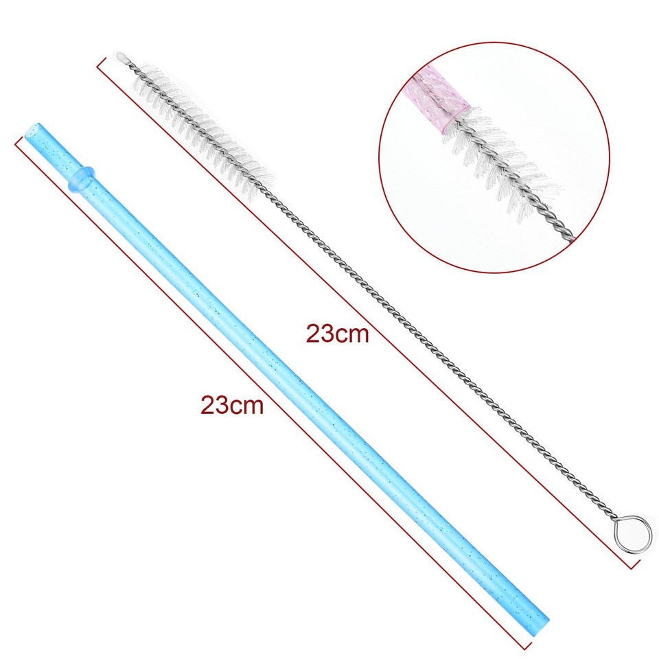 25 Pcs Reusable Glitter Clear Plastic Straws 9 Inches Long Tumbler ...