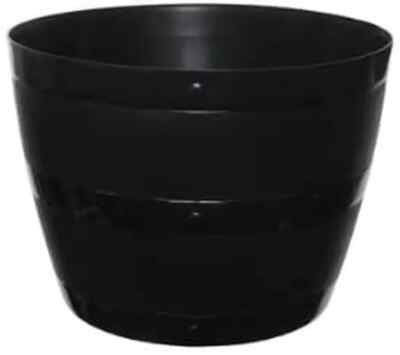 Large 50cm Barrel Planter Tub Plastic Garden Flower Plant Black Planter ...