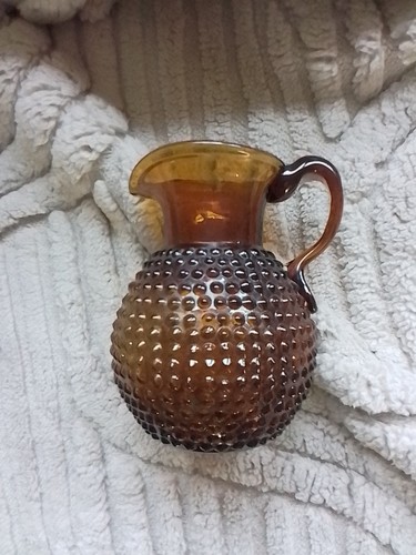 Vintage MCM Clevenger Brothers Handblown 5 " Amber Hobnail Glass ...