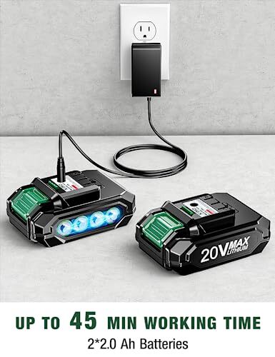 KIMO Cordless Leaf Blower & Vacuum with 2 X 2.0 Battery & Charger, 2-in ...