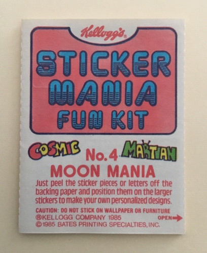 Vintage 1985 Kellogg’s Mini Sticker Mania Fun Kit - No 4. Moon Mania | eBay