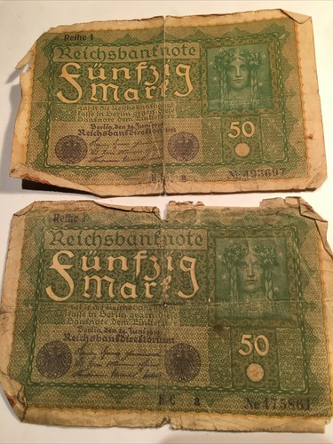 Antique 1919 Funfzig Mark Paper Currency Money Reich Bank Note | eBay