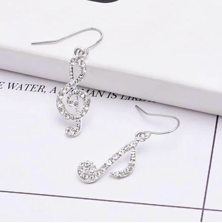Asymmetric Rhinestones Musical Note Shape Earring Statement Hook Ear ...