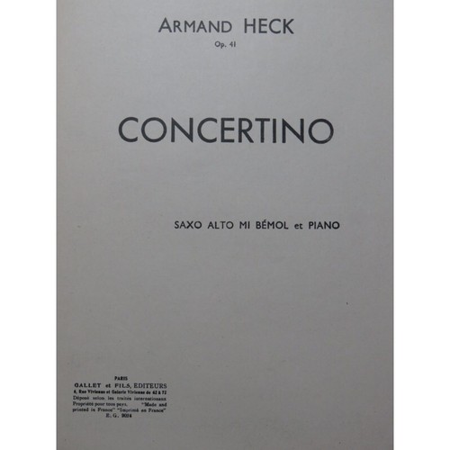 HECK Armand Concertino op 41 Piano Saxophone 1946 | eBay