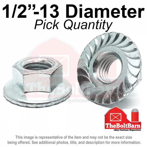 1/2"-13 Case Hardened Serrated LARGE Flange Whiz Lock Nut Zinc Coarse ...