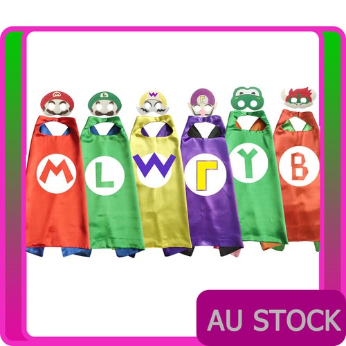Super Mario Luigi Brothers Kids Costume Cape Mask Boys Party Favor ...
