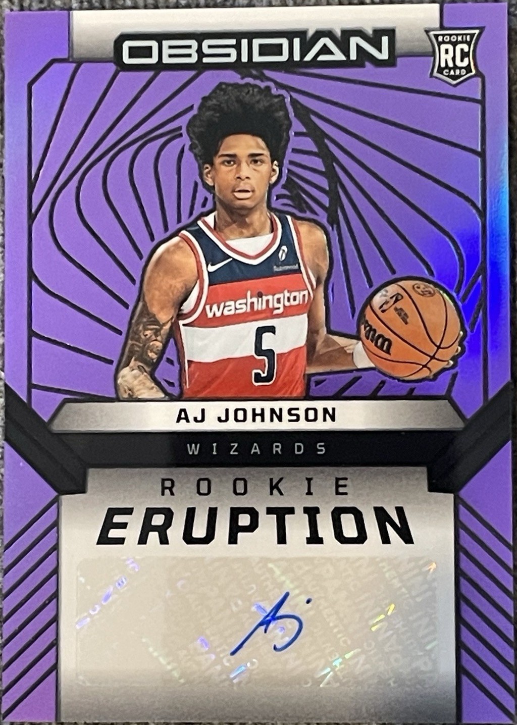 2024-25 Panini Obsidian - Rookie Eruption Autographs AJ Johnson #REA ...