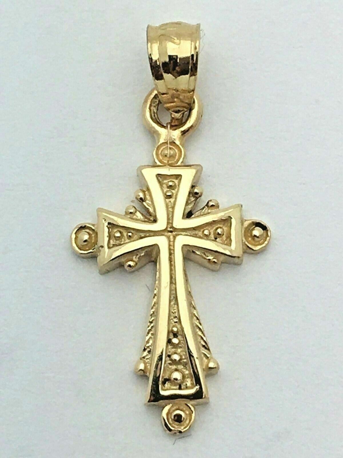 14k Yellow Gold Solid Small Religious Filigree Cross Charm Pendant 1.3 ...