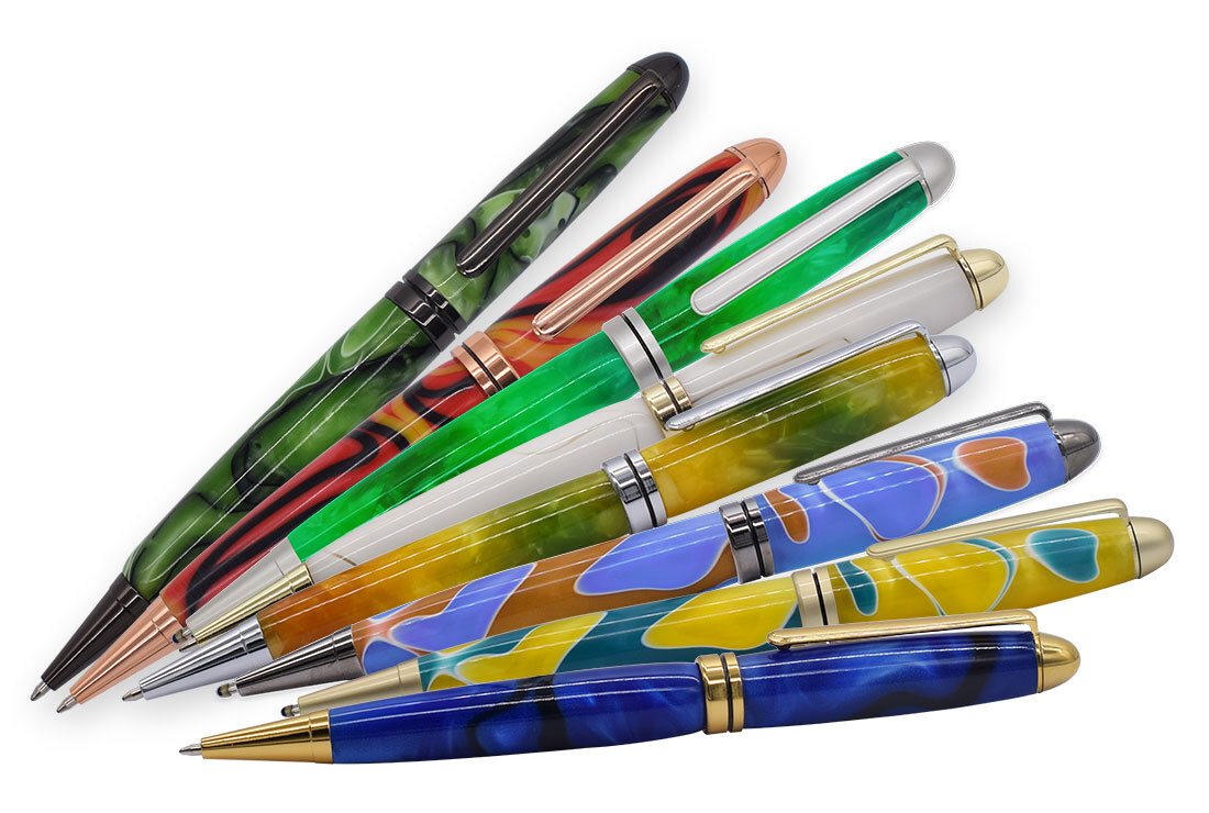 Round Top Euro Pen Kits European Twist Pen kit for Woodturning Gold ...