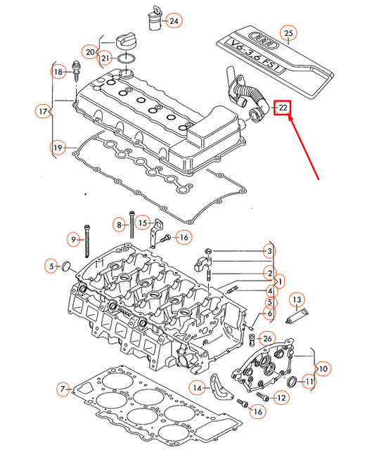 Audi Q7 4l Crankcase Breather Hose 03H103202A Genuine for sale online ...