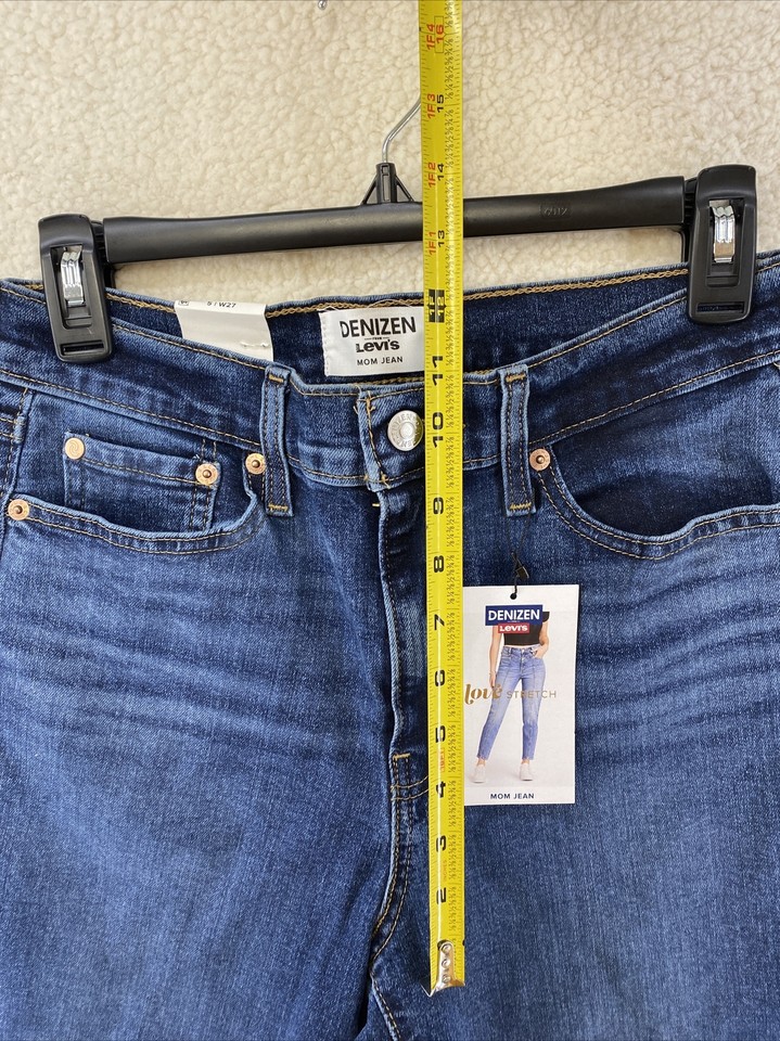 NEW Denizen Levi's Women's Dark Wash Distressed Mom Jeans Size 7 W27 | eBay