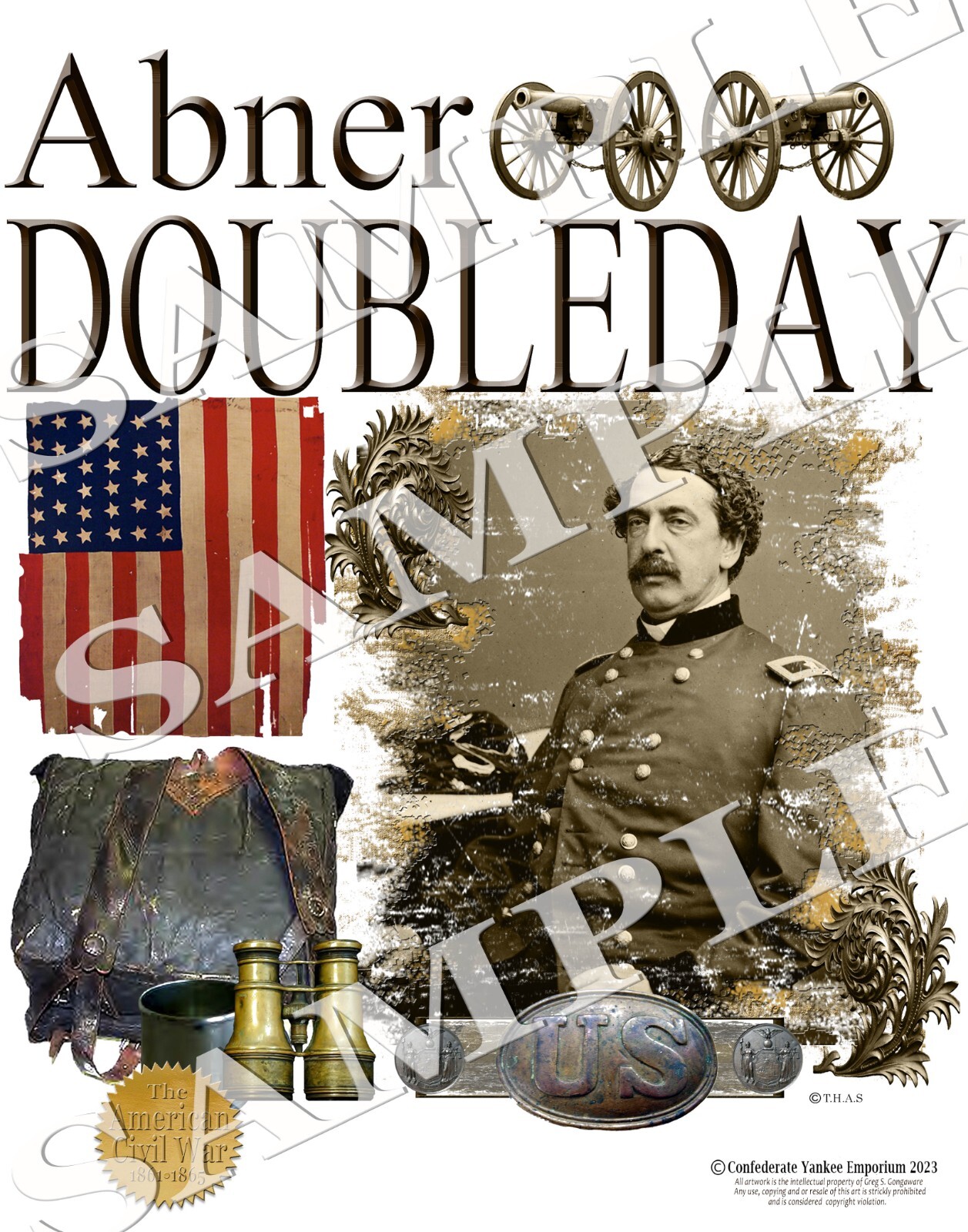 Abner Doubleday Union Army American Civil War themed art print | eBay
