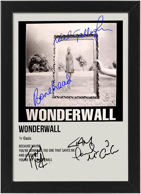 Oasis - Wonderwall Album Cover Signed Poster, Limited Edition (Framed ...