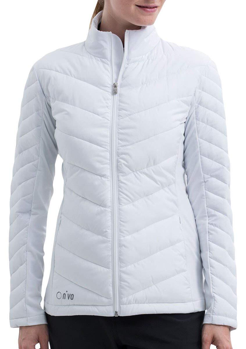 NWT Ladies NIVO WHITE KAYLA Full Zip Quilted Golf Puffer Jacket - M & L ...