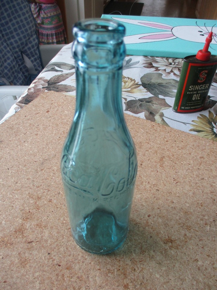 CIRCA 1915 COCA COLA CADADA MISPELT STRAIGHT SIDE COKE BOTTLE TEAL BLUE ...