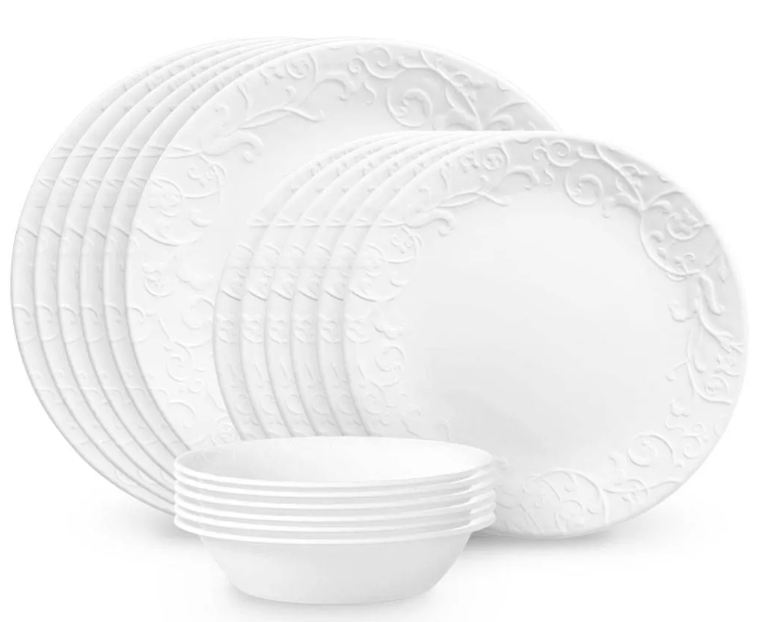Corelle Embossed Bella Faenza 18 piece Dinnerware Set Service for 6 ...