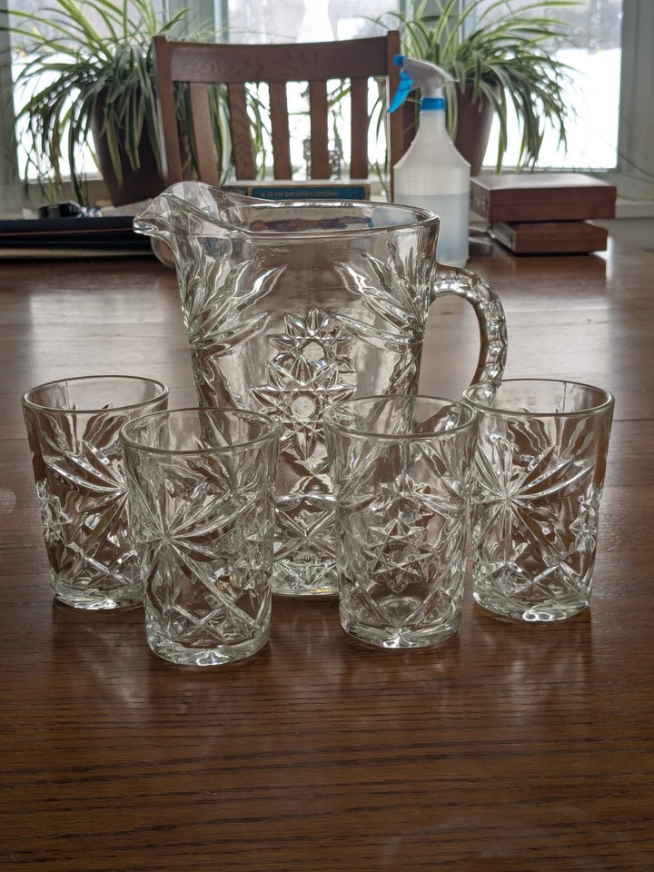 Vintage Anchor Hocking Early American Prescut Star of David Pitcher 8 ...