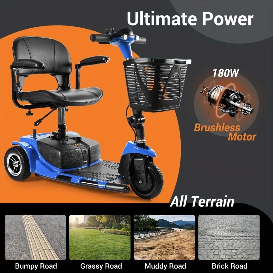 3 Wheel Mobility Scooter Electric Powered Mobile Folding Wheelchair ...