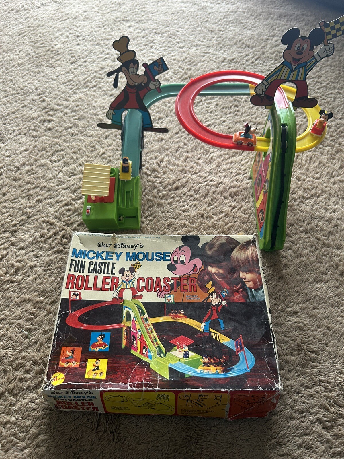 Vintage Disney Mickey Mouse Fun Castle Roller Coaster Tracks Cars w ...