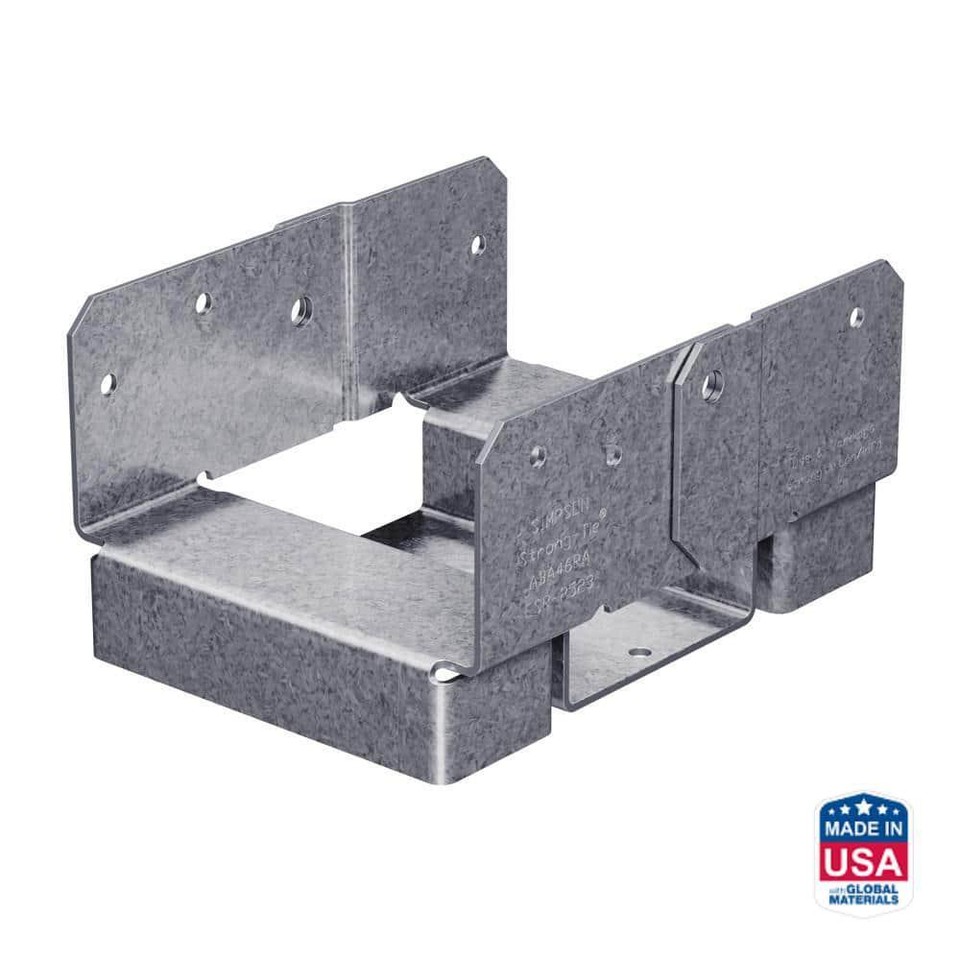 ABA ZMAX Galvanized Adjustable Standoff Post Base for 4X6 Actual Rough ...