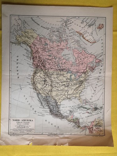 1908 - North America - Vintage Map ORIGINAL 11.5 x 9.5"- C12-4 | eBay