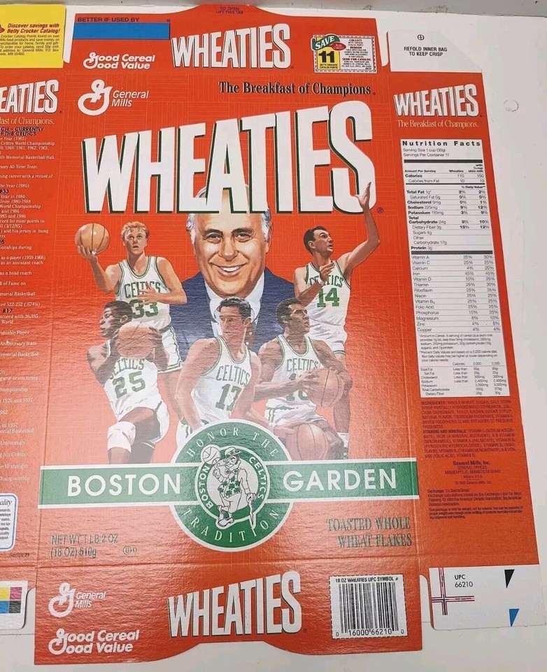 Wheaties 1995 Boston Celtics Boston Garden Collector Box UNGLUED and ...