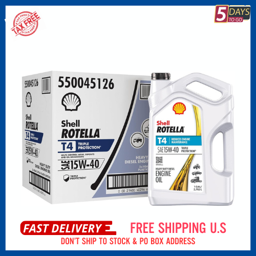 Shell Rotella T4 Triple Protection 15W-40 Motor Oil, 1 Gallon (3 Pack ...