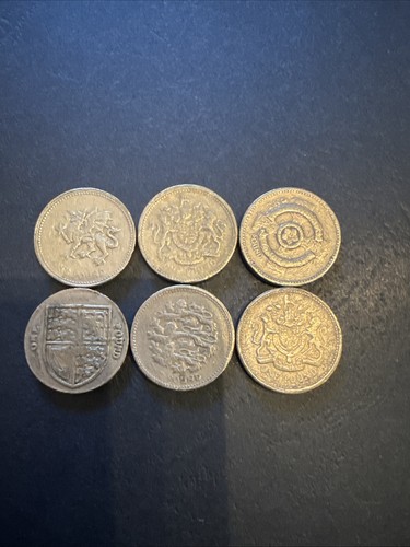 6x Old £1 Round One Pound Coins various years designs mint error ...