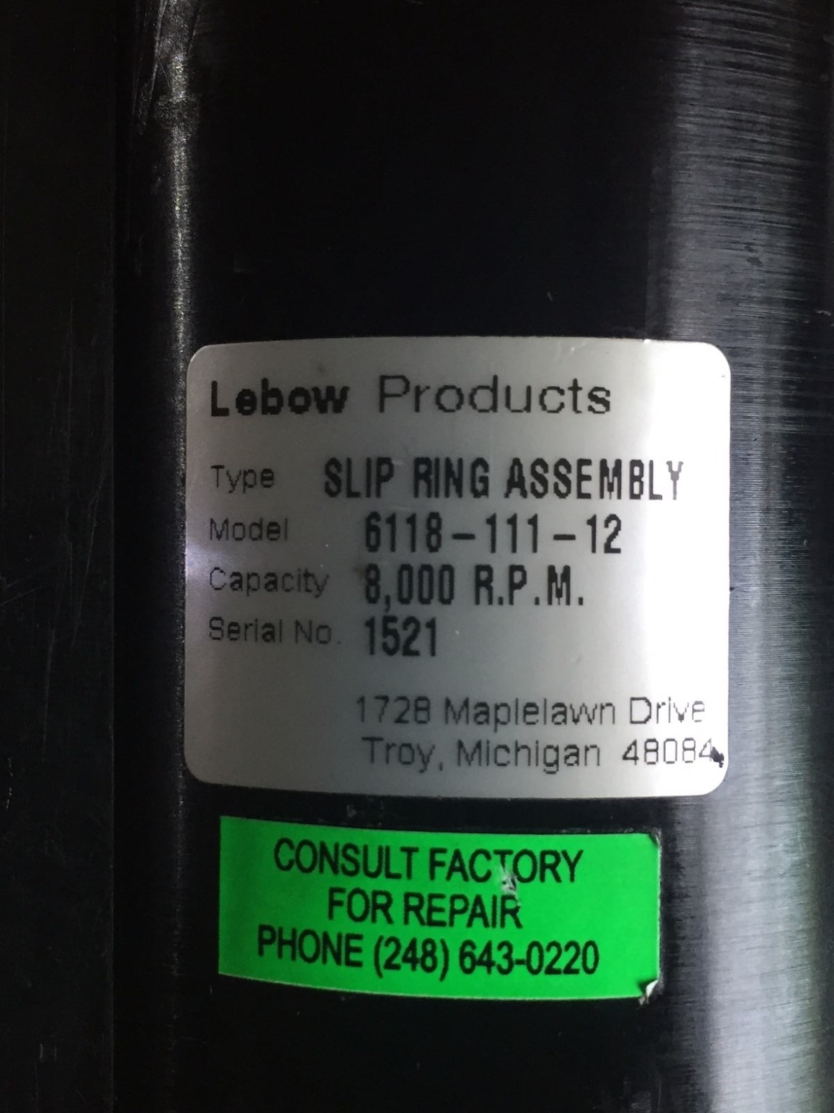 Lebow Products SLIP RING ASSEMBLY 6118-111-12 , 12 channel , 8000 RPM ...