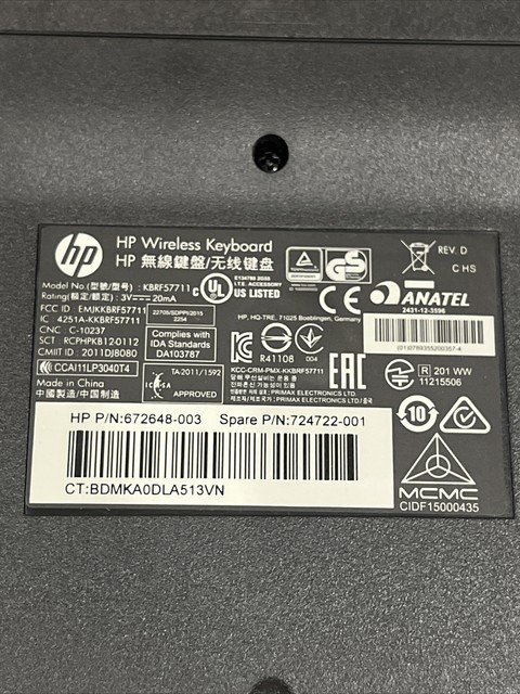 HP Hewlett Packard Wireless Keyboard KBRF57711 672648-003 for sale ...
