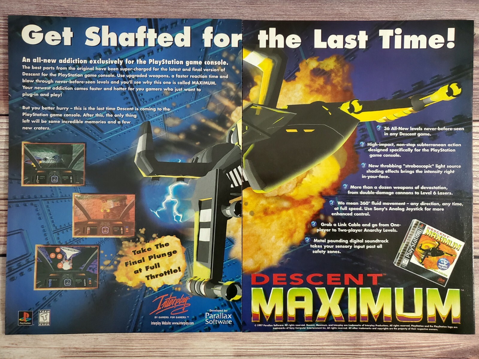 Descent Maximum Playstation 1 PS1 1997 Game 2-Page Promo Ad Art Print ...