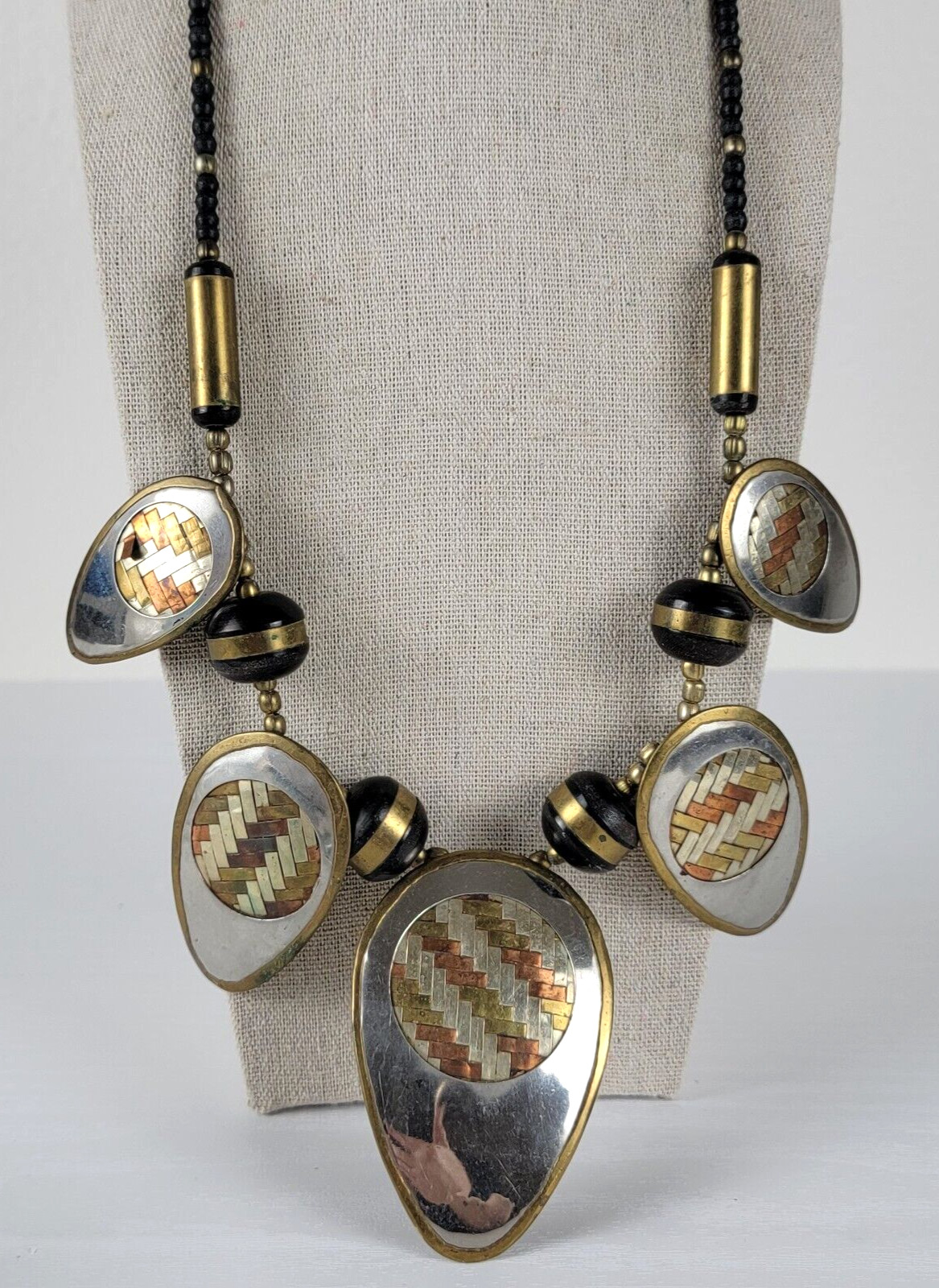 Vtg. Silver Copper And Brass Tone Metal Statement Pen… - Gem