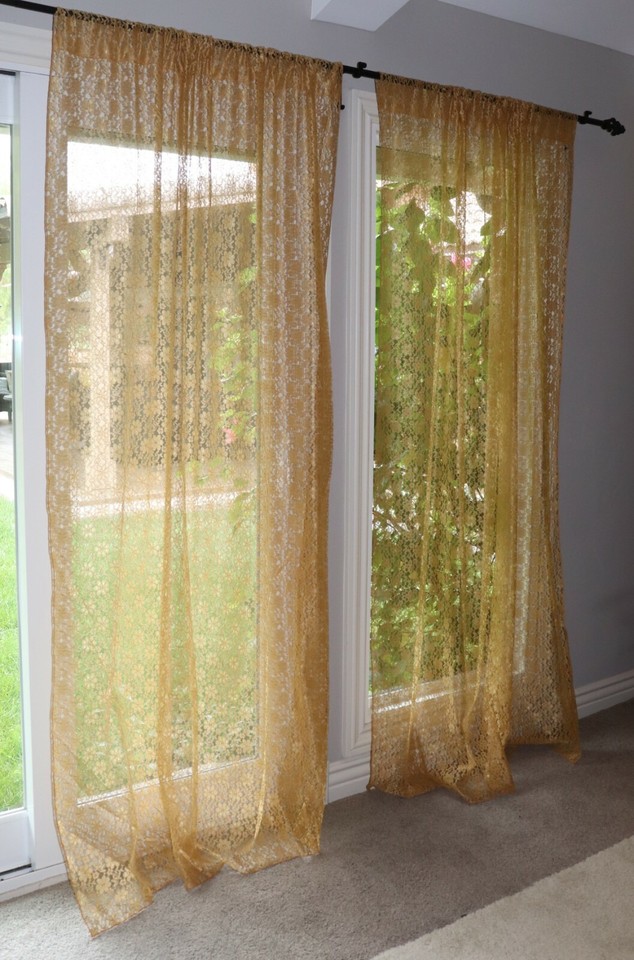 Floral Sheer Lace Window Curtain Panel Decorative Drapes for Home ...